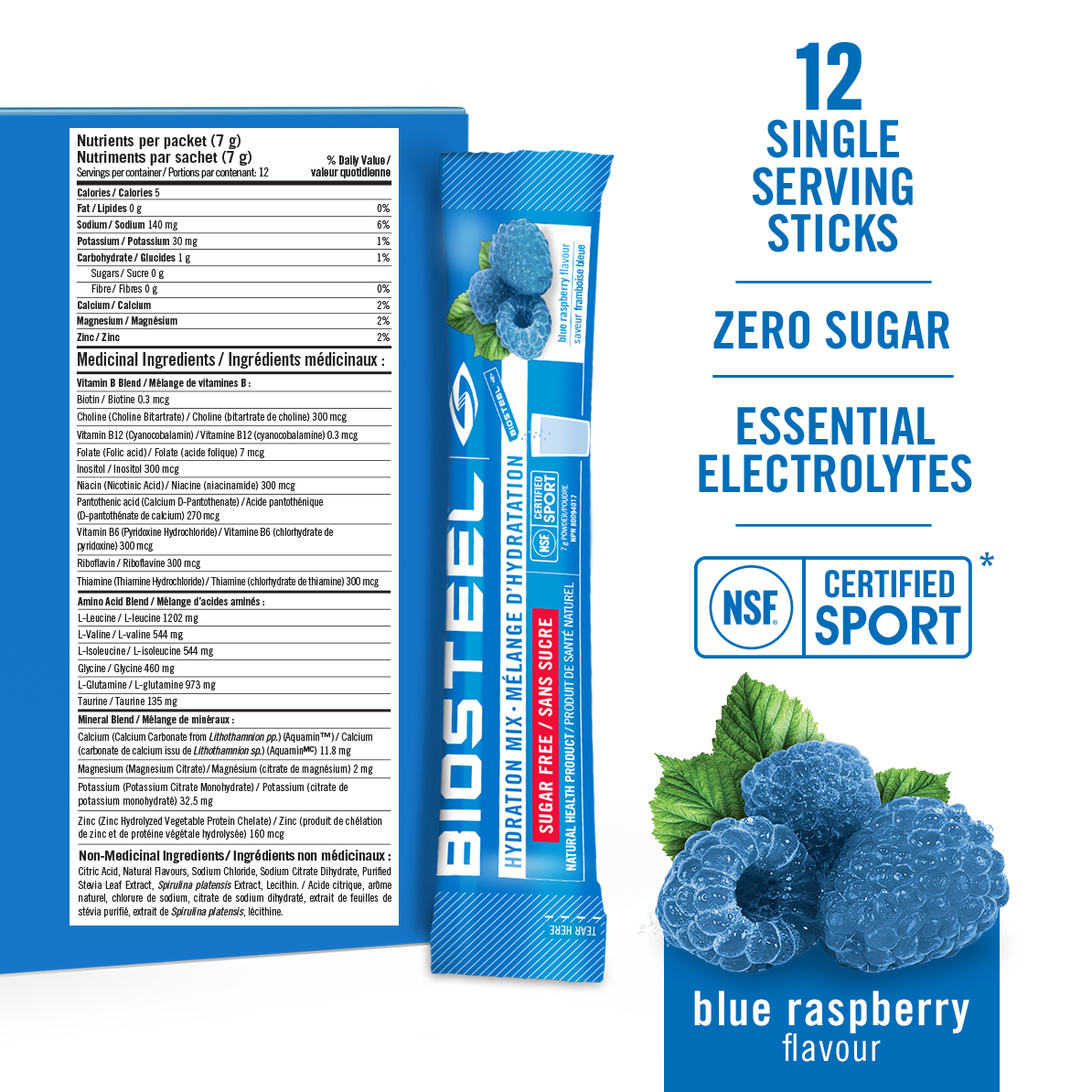 HYDRATION MIX / Blue Raspberry - 12 Servings – BioSteel – Canada