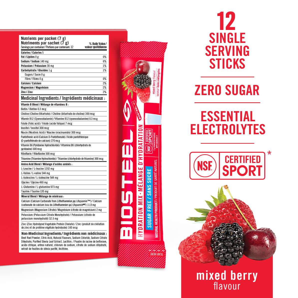 HYDRATION MIX / Mixed Berry - 12 Servings – BioSteel – Canada