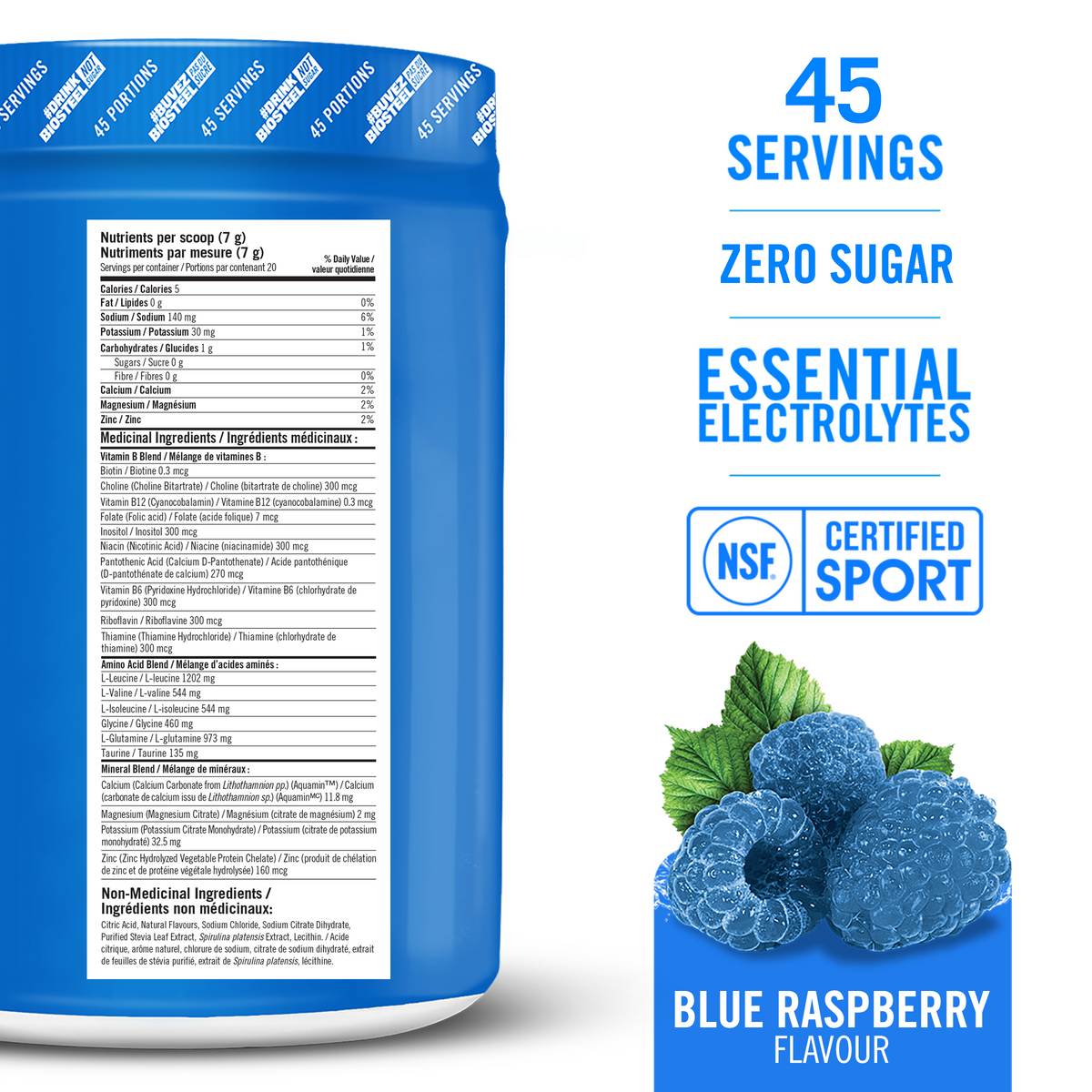 HYDRATION MIX | Blue Raspberry - 45 Servings – BioSteel – Canada
