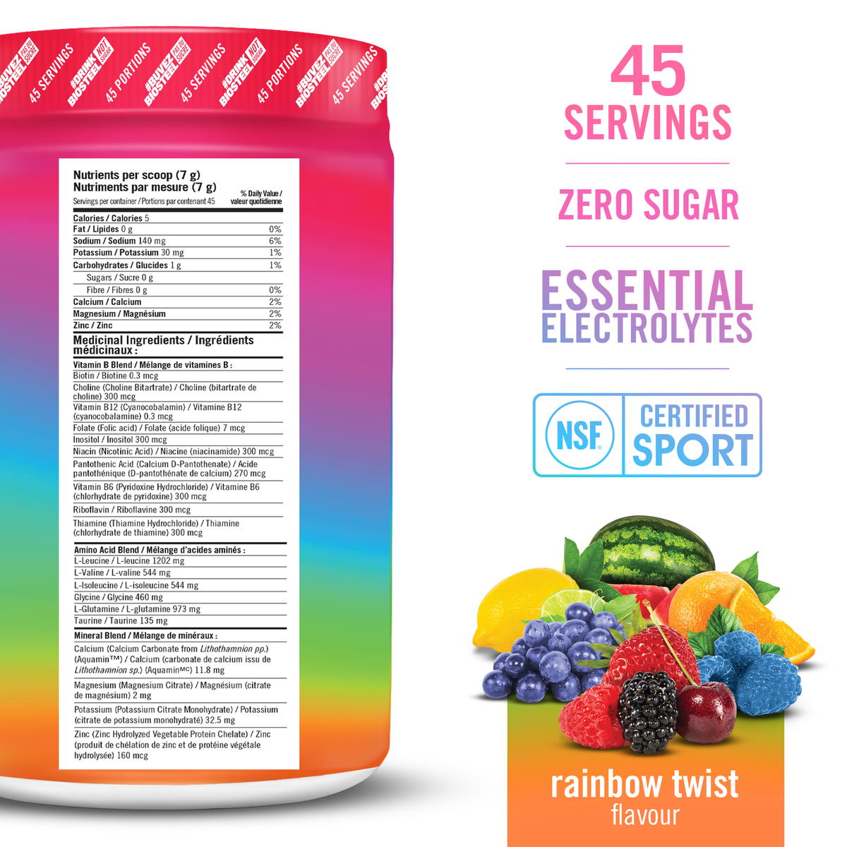 HYDRATION MIX / Rainbow Twist - 45 Servings – BioSteel – Canada